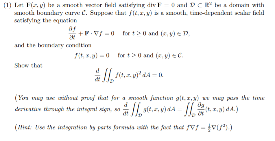 Solved (1) Let F(x, y) be a smooth vector field satisfying | Chegg.com