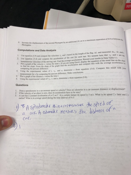 Solved ear Uniform Accelerated Motion Lab 5 Learning | Chegg.com