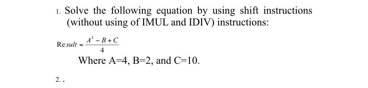 Solved 1. Solve the following equation by using shift | Chegg.com
