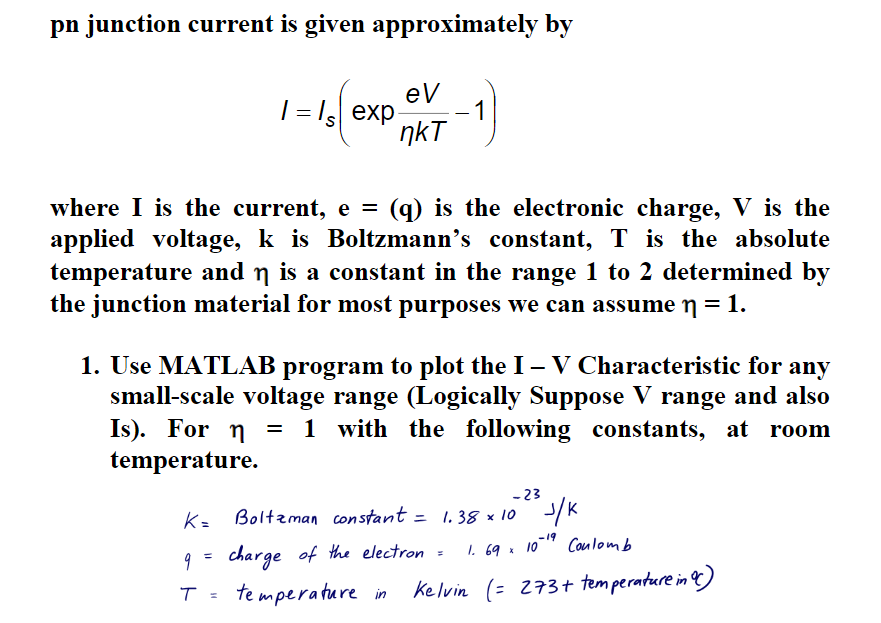 Solved pn junction current is given approximately by 1 | = | Chegg.com