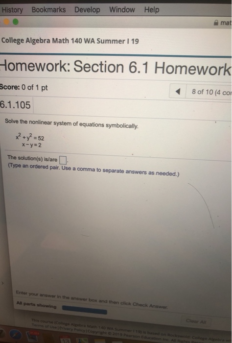 Solved History Bookmarks Develop Window Help mat College | Chegg.com