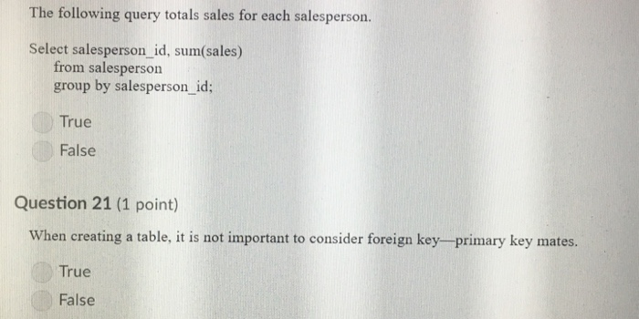 Solved The following query totals sales for each | Chegg.com