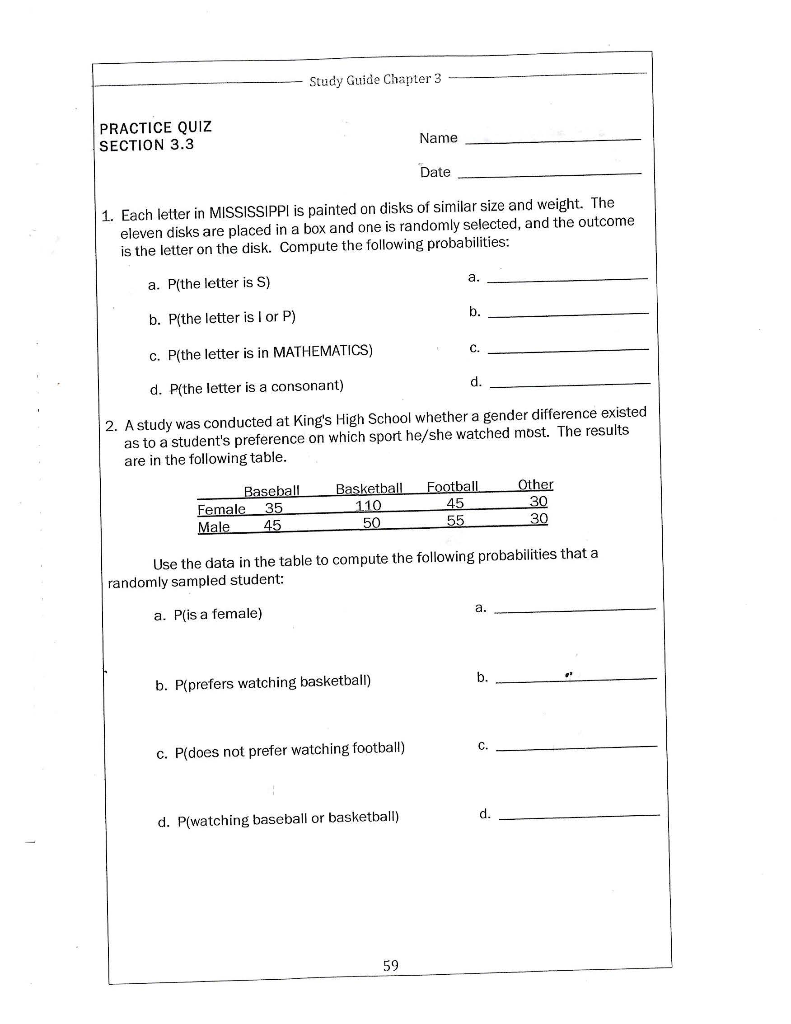 Solved Study Guide Chapter 3 PRACTICE QUIZ SECTION 3.3 Name | Chegg.com