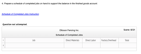 Solved Ottoson Fencing inc. uses The following data | Chegg.com