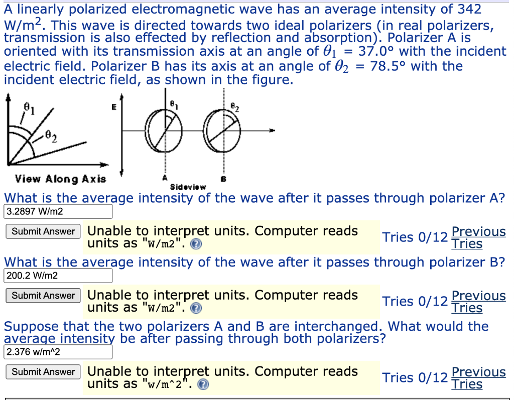Solved A linearly polarized electromagnetic wave has an | Chegg.com