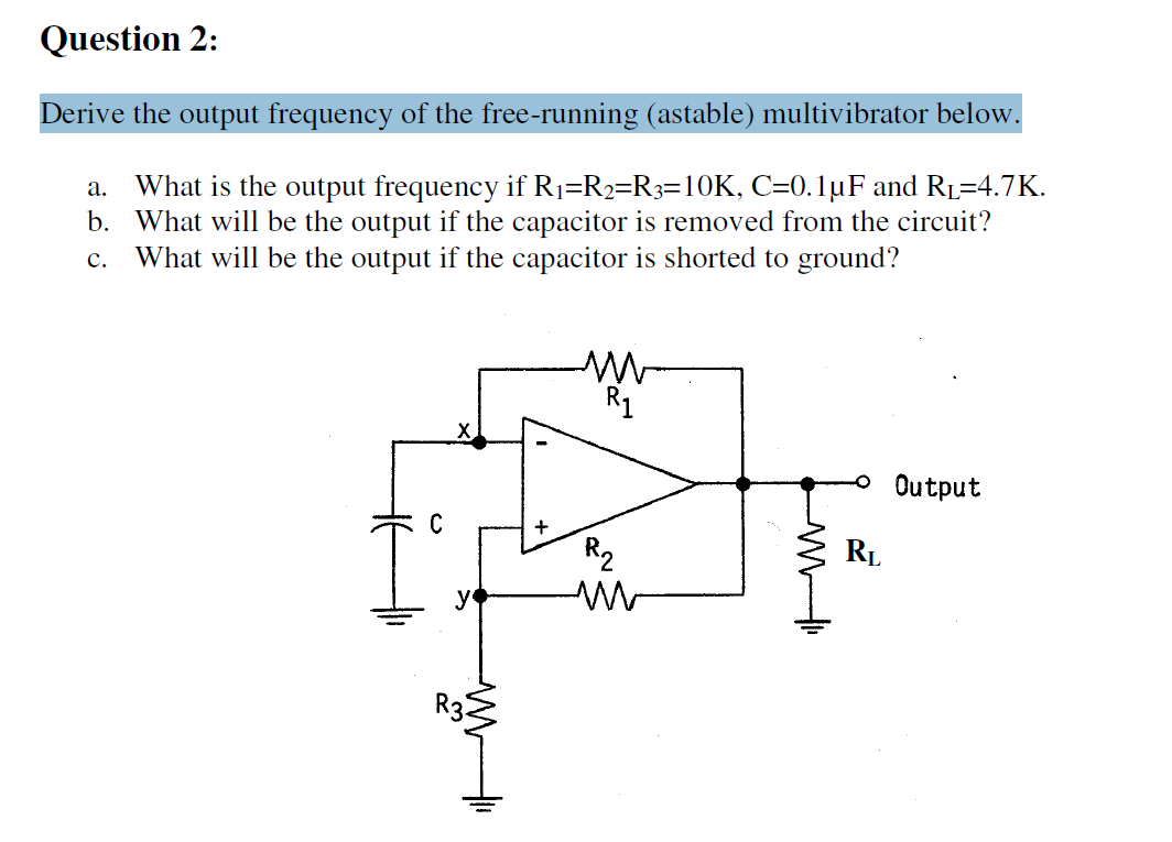 Solved Question 2: Derive the output frequency of the | Chegg.com
