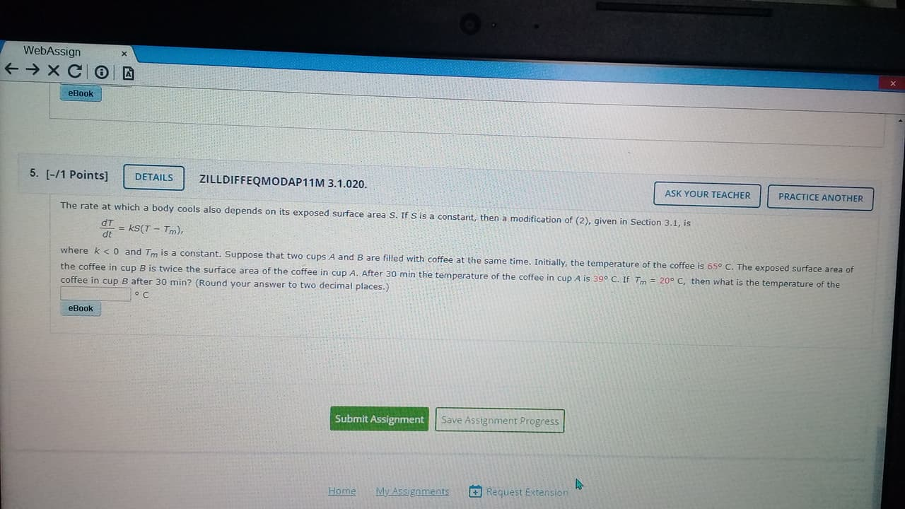 Solved WebAssign + → XC A eBook 5. [-/1 Points] DETAILS | Chegg.com