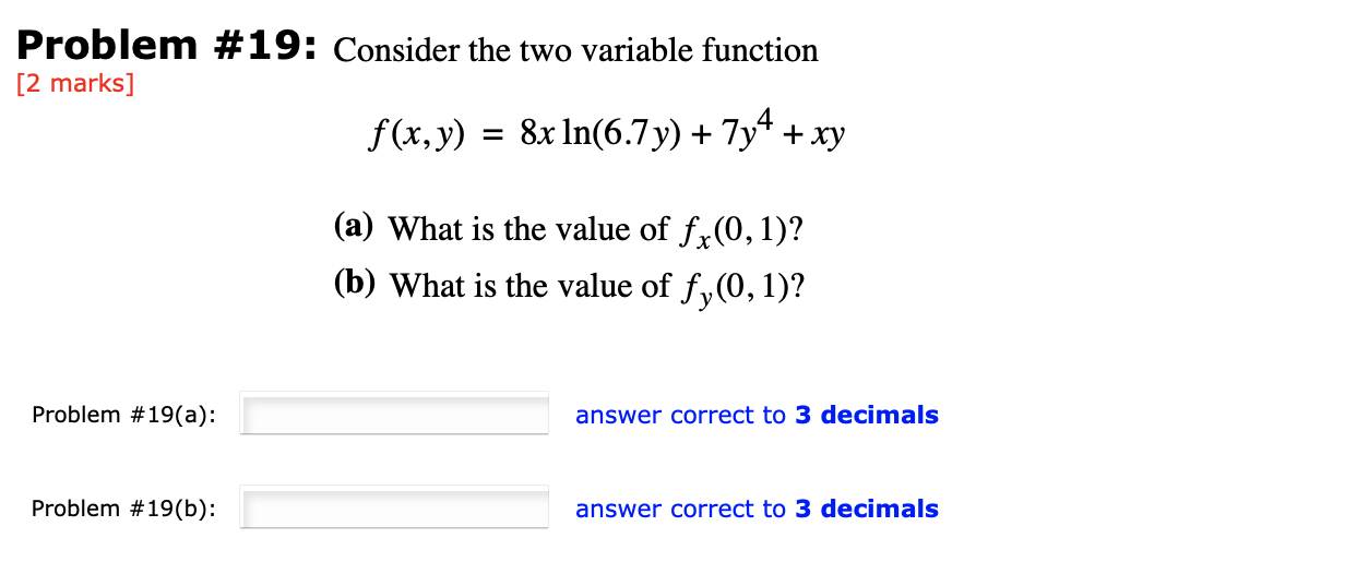 Solved Problem #19: Consider the two variable function [2 | Chegg.com