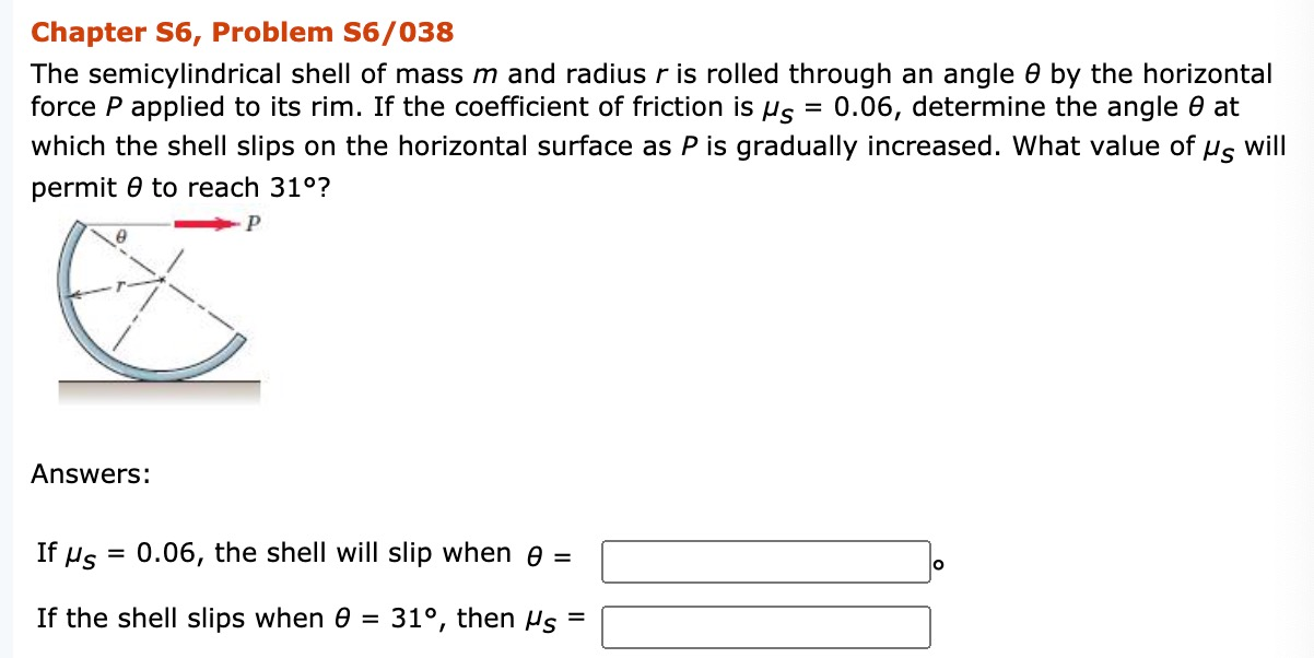 Solved Chapter 56, Problem S6/038 The semicylindrical shell | Chegg.com