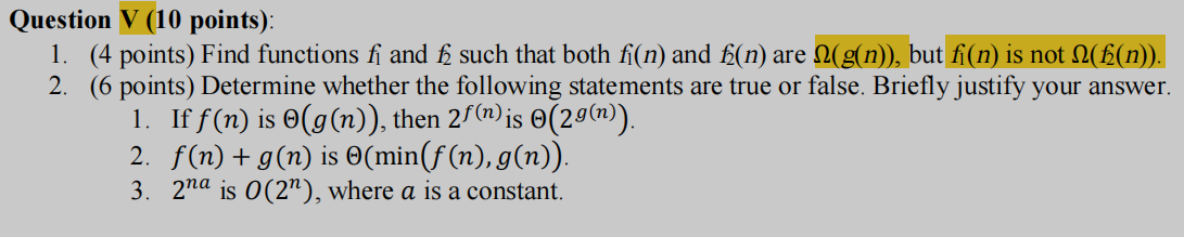 Solved Question V (10 points): 1. (4 points) Find functions | Chegg.com
