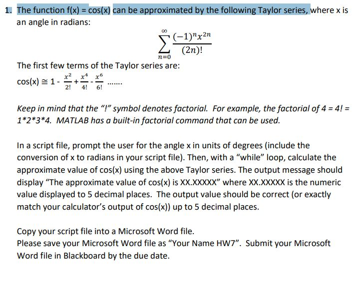 Solved Solve the following problem in MATLAB. Use format | Chegg.com