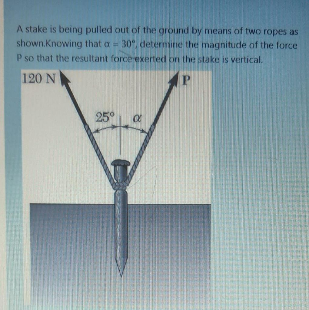 Solved A stake is being pulled out of the ground by means of | Chegg.com