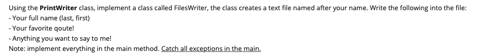 Solved Using the PrintWriter class, implement a class called | Chegg.com
