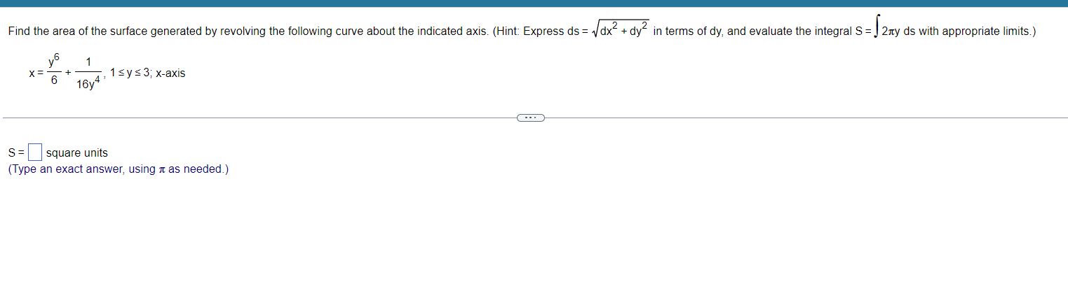 Solved Find the area of the surface generated by revolving | Chegg.com