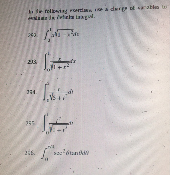 Solved In the following exercises, use a change of variables | Chegg.com