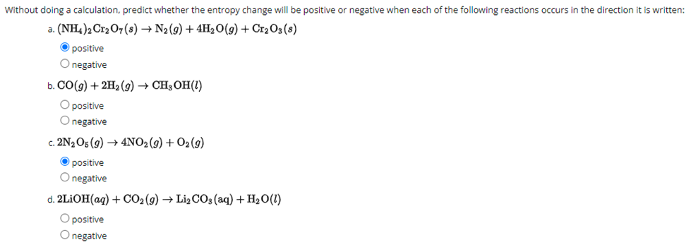 Solved Without doing a calculation, predict whether the | Chegg.com
