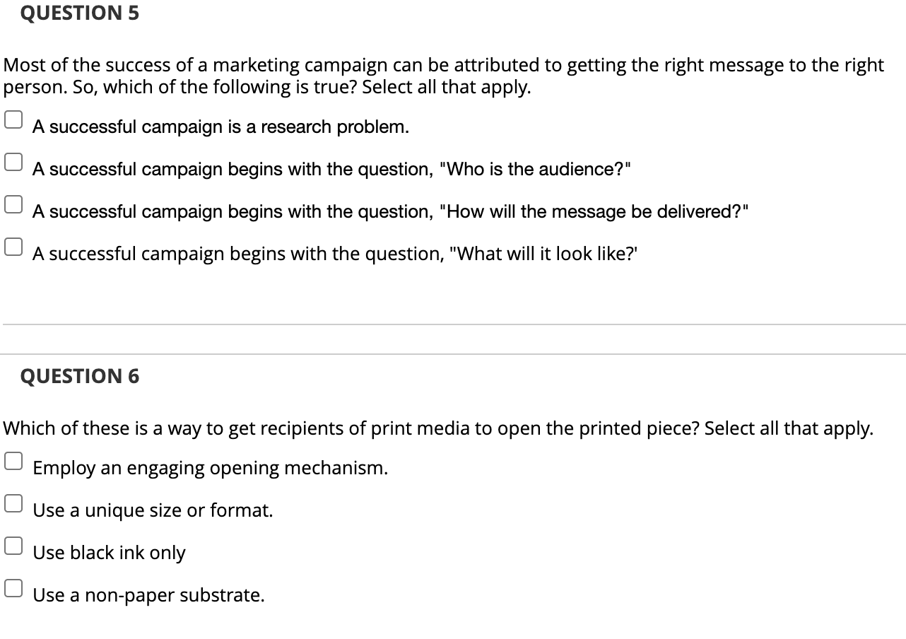 Solved Most of the success of a marketing campaign can be | Chegg.com