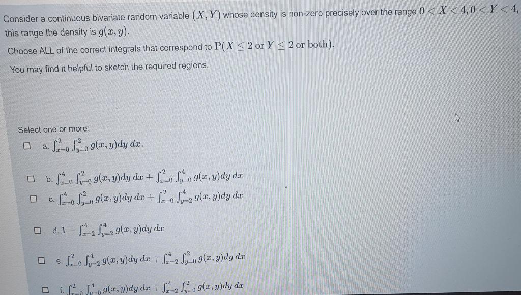 Solved Again consider a continuous bivariate random variable | Chegg.com