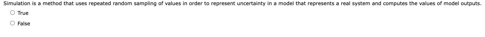 Solved Simulation is a method that uses repeated random | Chegg.com