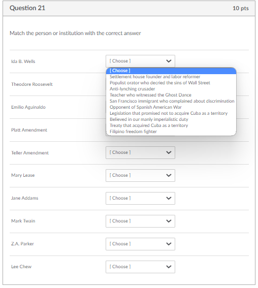 Match the person or institution with the correct | Chegg.com
