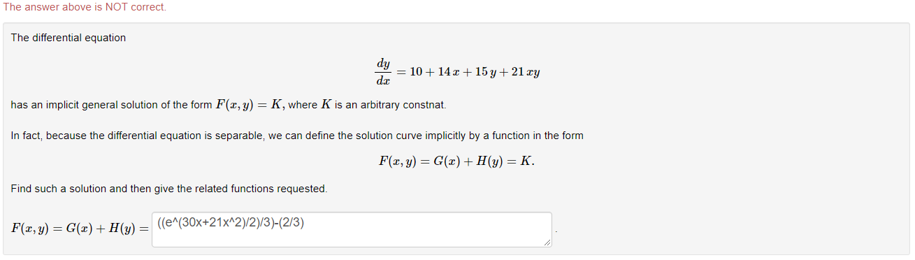 Solved The answer above is NOT correct. The differential | Chegg.com