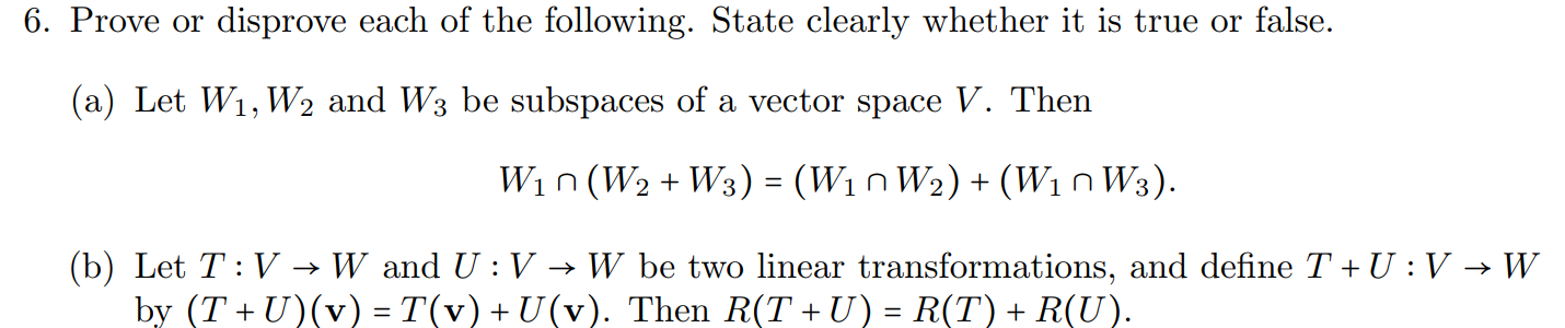 Solved 6. Prove or disprove each of the following. State | Chegg.com