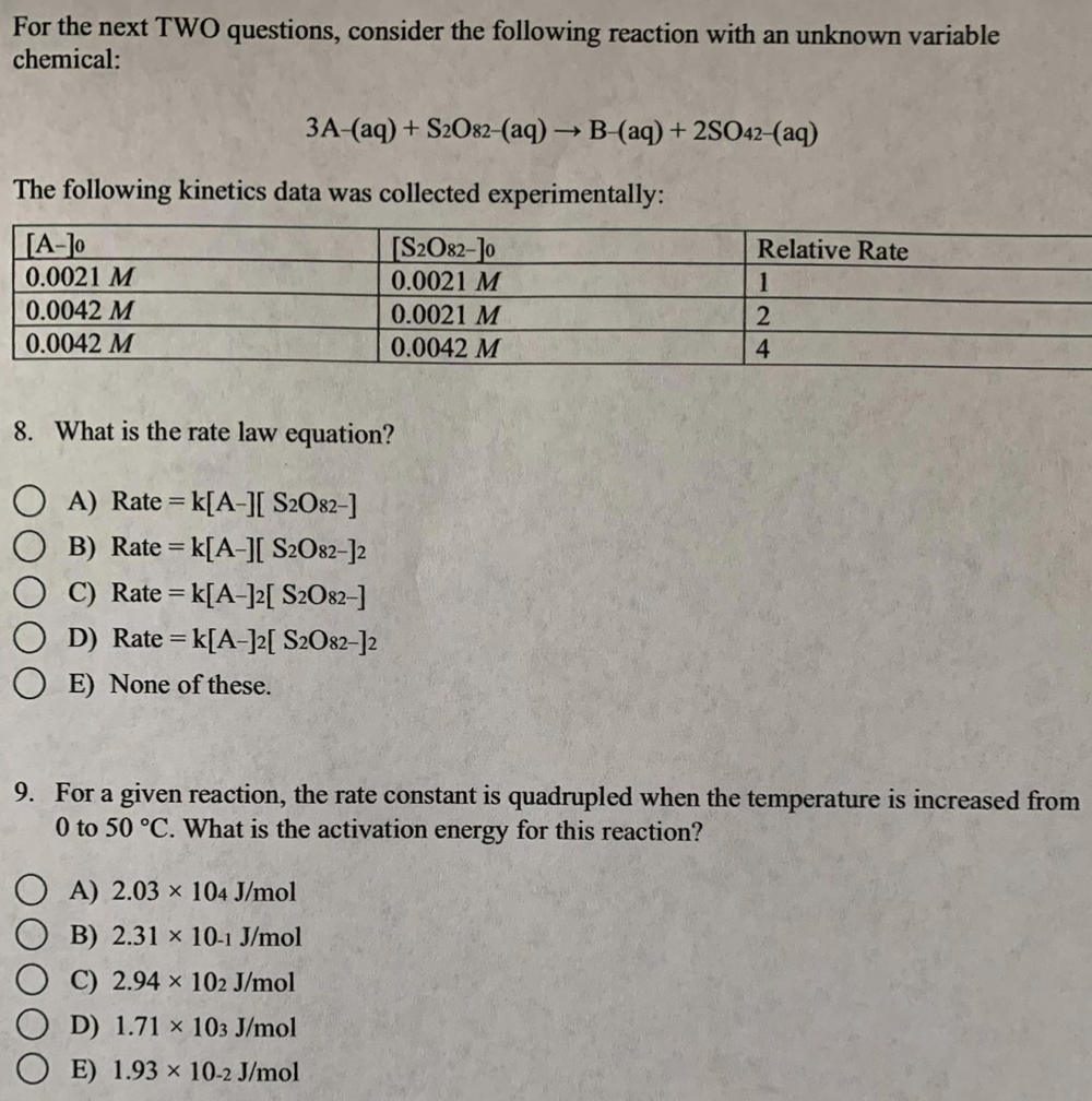 Solved For the next 2 questions, consider the following | Chegg.com