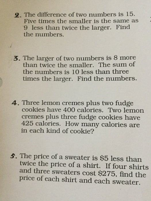Solved The difference of two numbers is 15. Five times the | Chegg.com