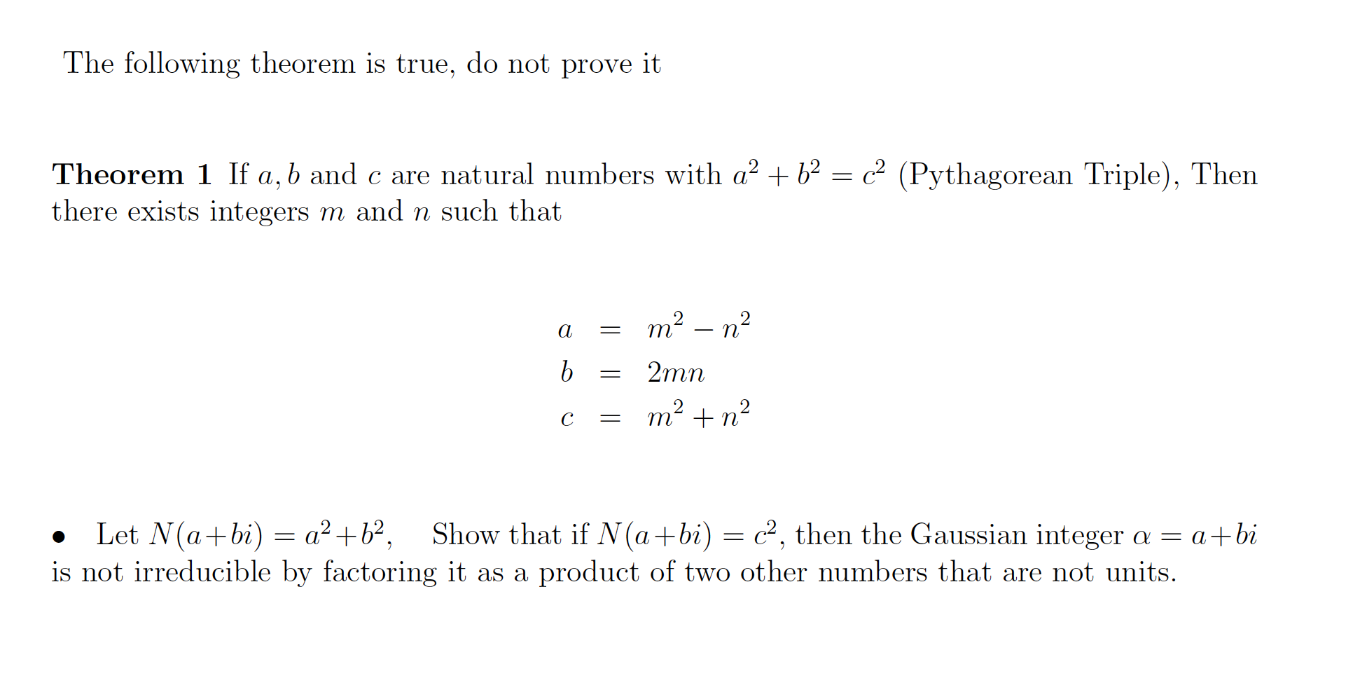 Solved The following theorem is true, do not prove it | Chegg.com