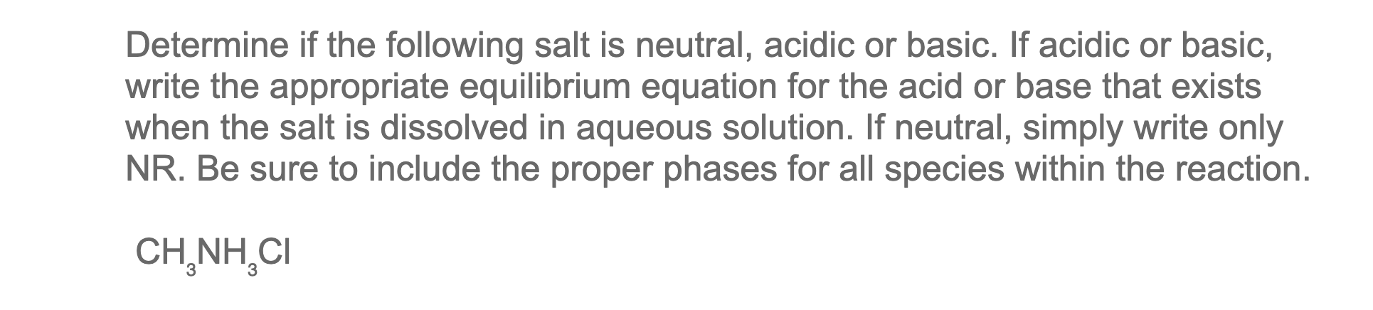 Solved Determine if the following salt is neutral, acidic or | Chegg.com