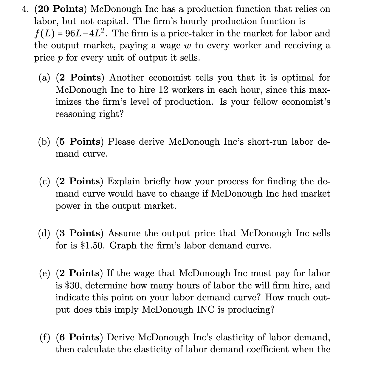 Solved 4. (20 Points) McDonough Inc has a production | Chegg.com