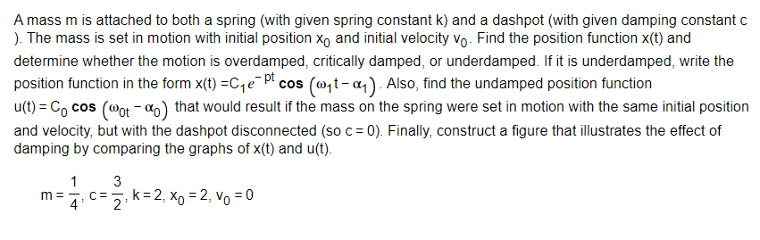 Solved A mass of 8 kg is attached to the end of a spring | Chegg.com