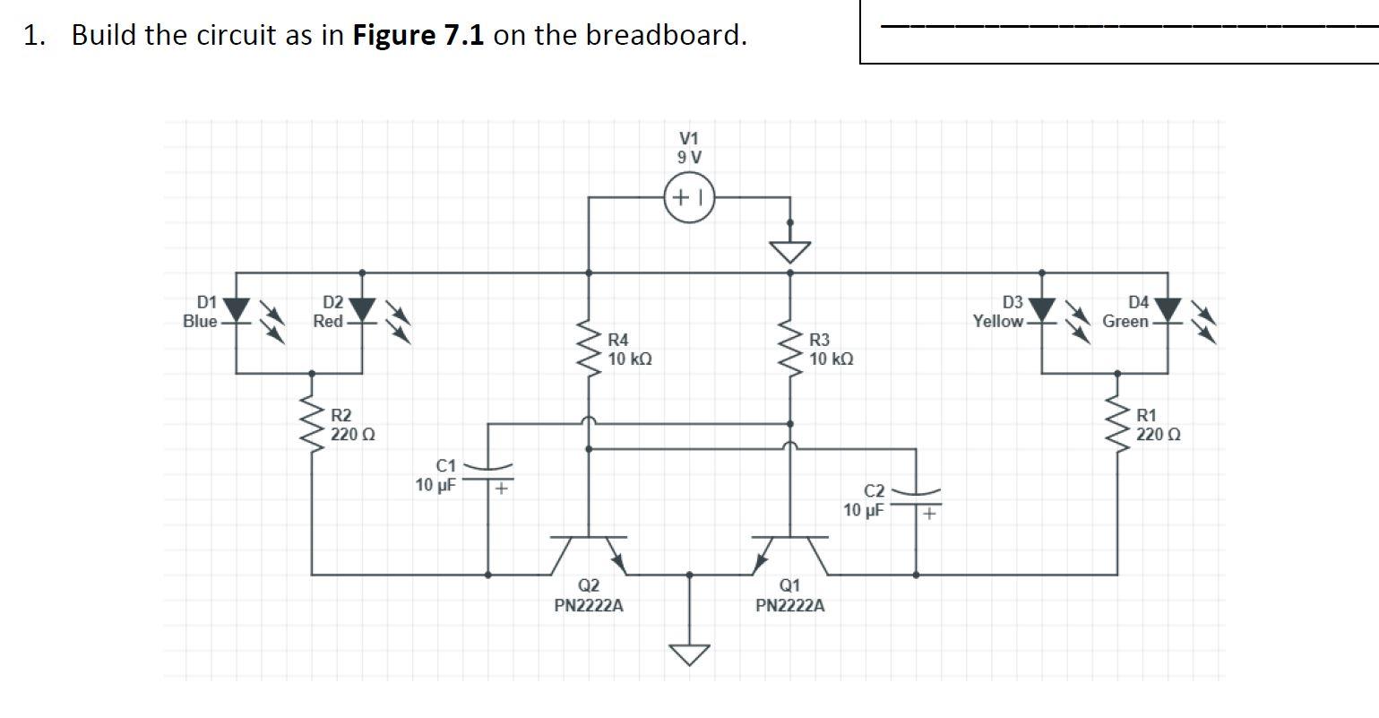 Solved 1. Build the circuit as in Figure 7.1 on the | Chegg.com
