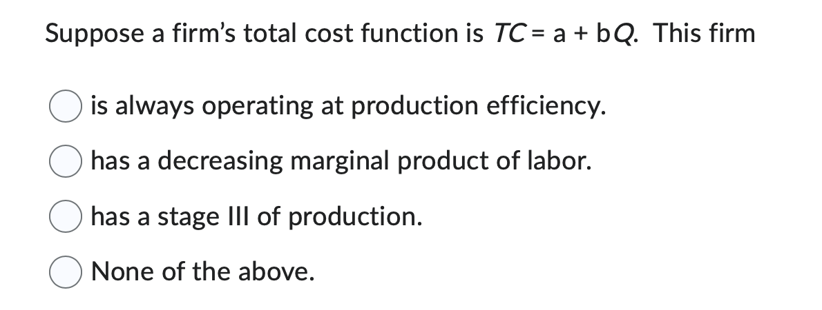 Solved Suppose a firm's total cost function is \( ﻿T | Chegg.com