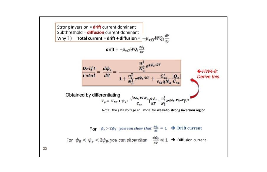 Solved Strong Inversion = drift current dominant | Chegg.com