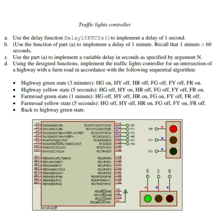 Solved Traffic lights controller a. Use the delay function | Chegg.com