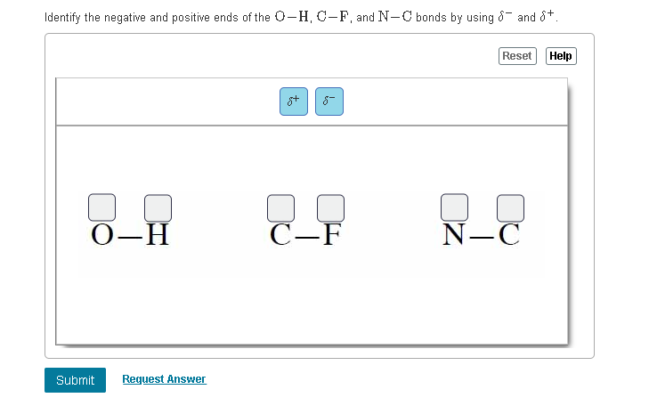 Solved Identify the negative and positive ends of the O-H, | Chegg.com