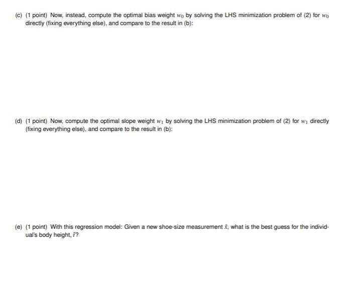 Solved 3. Predicting height from shoe size: Part II Consider | Chegg.com