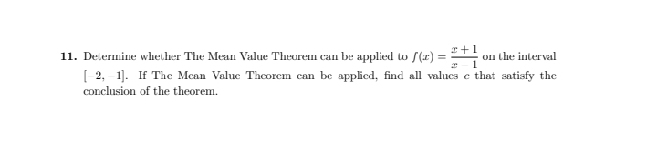 Solved 11. Determine whether The Mean Value Theorem can be | Chegg.com