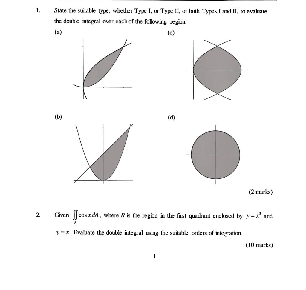 Solved 1. State the suitable type, whether Type I, or Type | Chegg.com