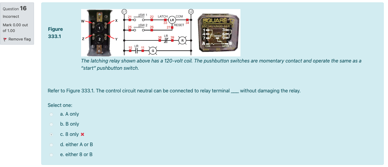 Solved Question 16 Incorrect SW LATCH COM SQUARED | Chegg.com