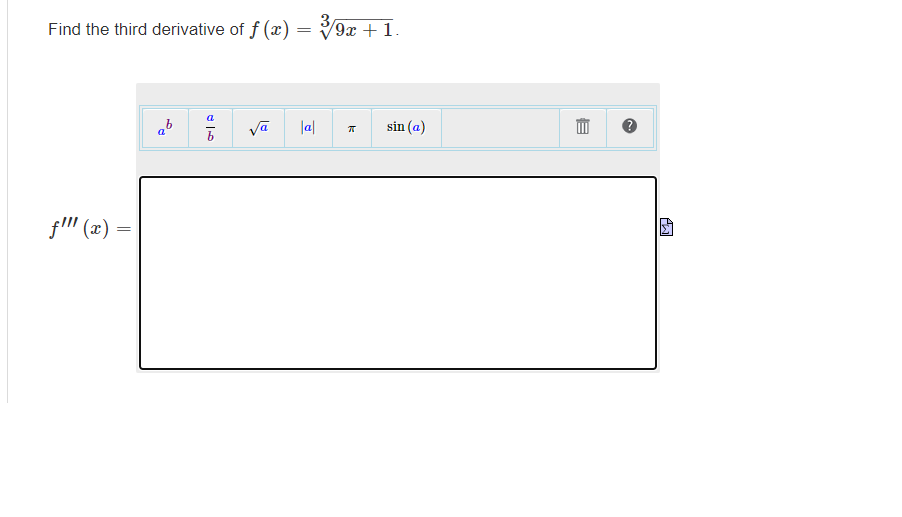 Solved Find the third derivative of | Chegg.com
