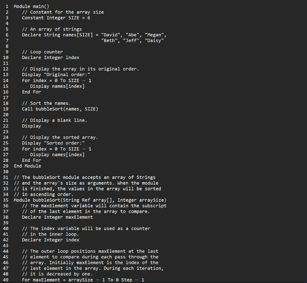 Solved Sorted Names Must Be Written In Pseudocode Design
