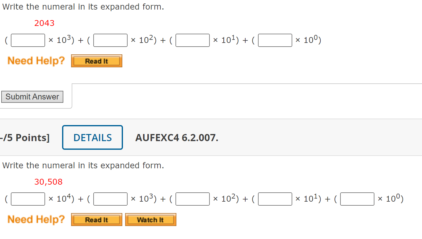 Solved Write the numeral in its expanded form. 2043 x 103) + | Chegg.com