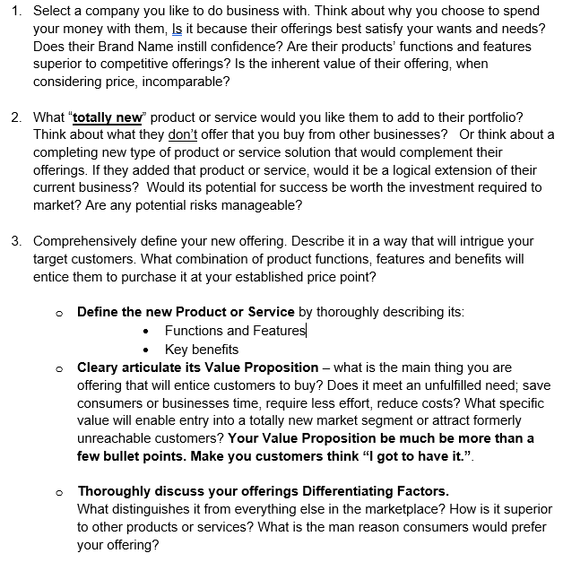 Solved 1. Select a company you like to do business with. | Chegg.com