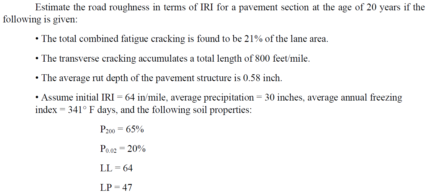Solved Estimate the road roughness in terms of IRI for a | Chegg.com