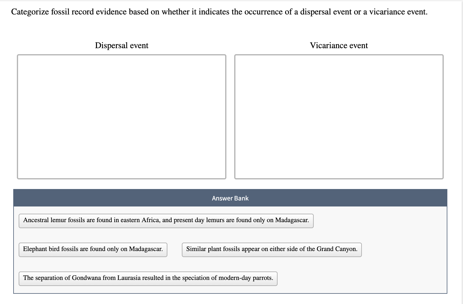 Solved Categorize fossil record evidence based on whether it | Chegg.com