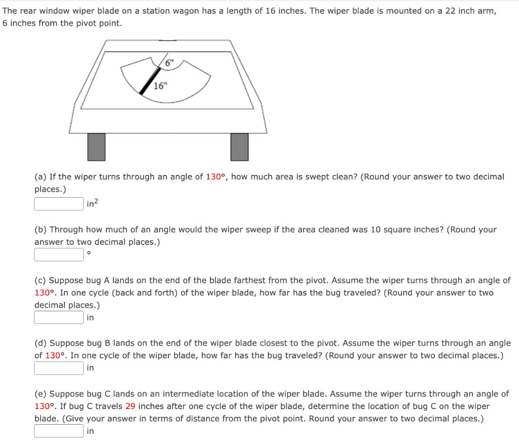 Solved The rear window wiper blade on a station wagon has a | Chegg.com