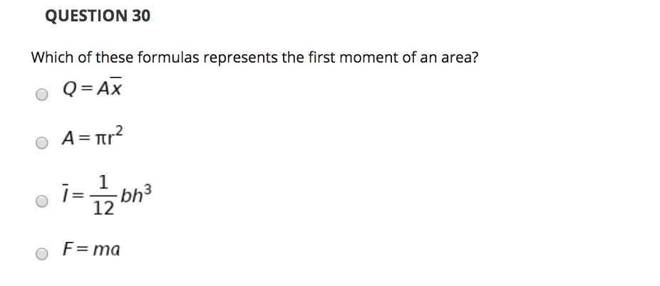 Solved QUESTION 30 Which of these formulas represents the | Chegg.com