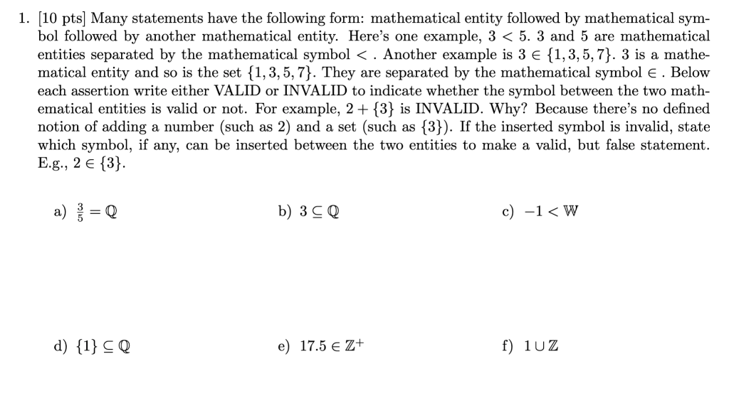 Solved 1. [10 pts] Many statements have the following form: | Chegg.com